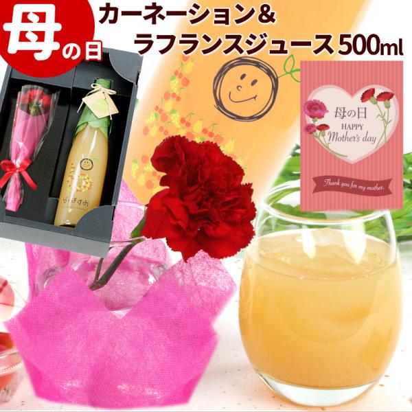 商品内容母の日ギフト山形県産果汁100％ラ・フランスジュースとカーネーション詰合せジュース：500ml×1本カーネーション：生花1本※箱、パッケージは予告なく変更される場合がございます。あらかじめご了承ください。発送時期発送期間：5月5日〜...
