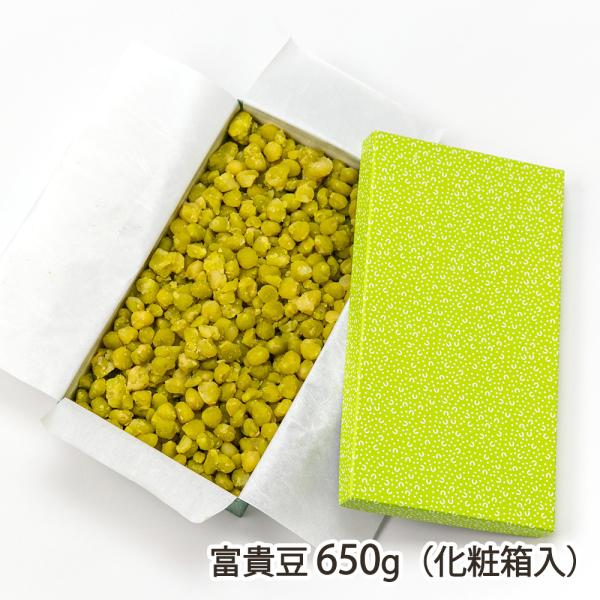 青えんどう豆を砂糖で甘く味付けした山形銘菓。吹きこぼれるほど強い火力で炊き上げ、芯までやわらかく仕上げています。しっとり、ほくほく食感が絶妙！素朴な味わいはお茶請けにピッタリです。富貴豆（ふうきまめ）は、山形県に伝わる郷土菓子。青えんどう豆...