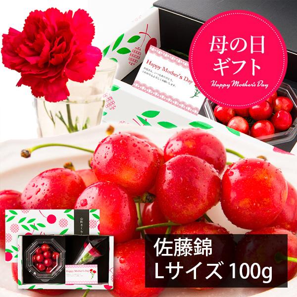 【母の日のギフトに最適】山形県産の最高級さくらんぼ佐藤錦をダイヤパックに詰めました。真紅の生カーネーション1輪を添えてお届けします！HAPPY MOHTER'S DAY！