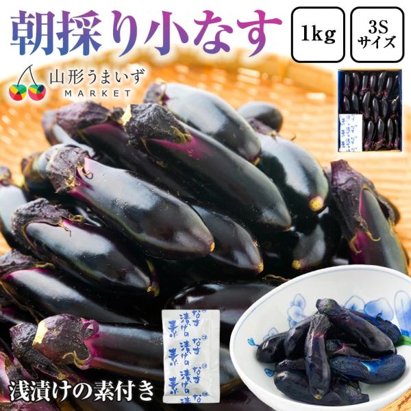 朝採りの新鮮で皮が柔らかい小なすを産地直送で！小ぶりなので漬物に最適！浅漬けの素もお付けしてのお届けします！