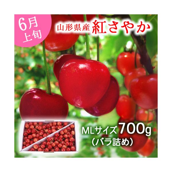 ■商品詳細山形県産 さくらんぼ 紅さやか 700g バラ詰MLサイズ5月末〜6月上旬発送予定。日付指定不可。最適な時期にお届けします。■紅さやか◆初夏を告げる爽やかな甘み!早生品種「紅さやか」最初に楽しめる早生品種「紅さやか」。濃い赤色とほ...