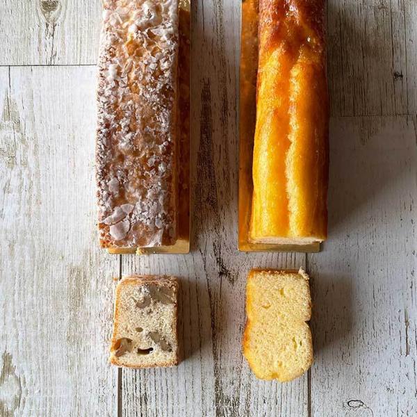 ■セット内容くるみのパウンドケーキ、ケーク・オ・シトロン　各1本＜大きさ＞横×長さ×高さ＝約4cm×22cm×3.5cm■原材料（くるみのパウンドケーキ）卵、小麦粉、砂糖、バター、くるみ、生クリーム、ベーキングパウダー、塩、ラム酒■原材料（...