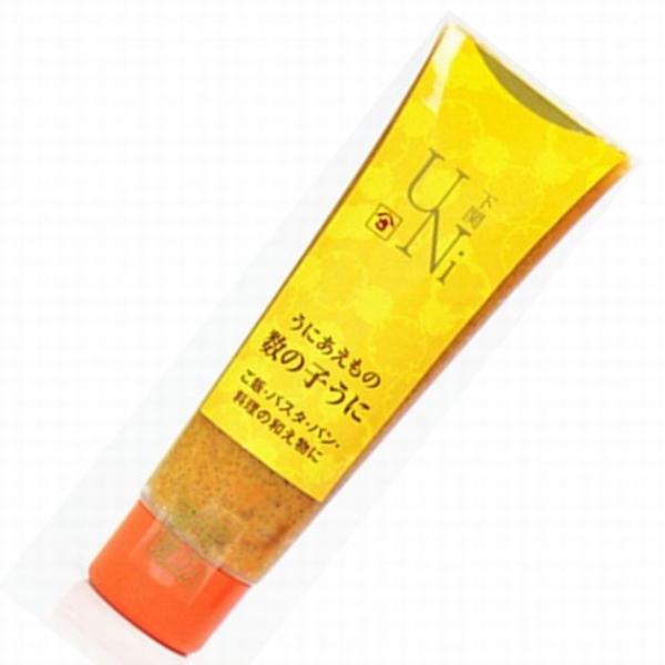 チューブ入粒うにに吟味された北海デンマーク産数の子バラ子をブレンド。　ご飯のお友に又パスタなどに。　プチプチ感をお楽しみに。H28山口県水産加工展にて農林水産大臣賞受賞(簡便性を高めたチューブ入りに和洋食を問わずに使えると評価された)