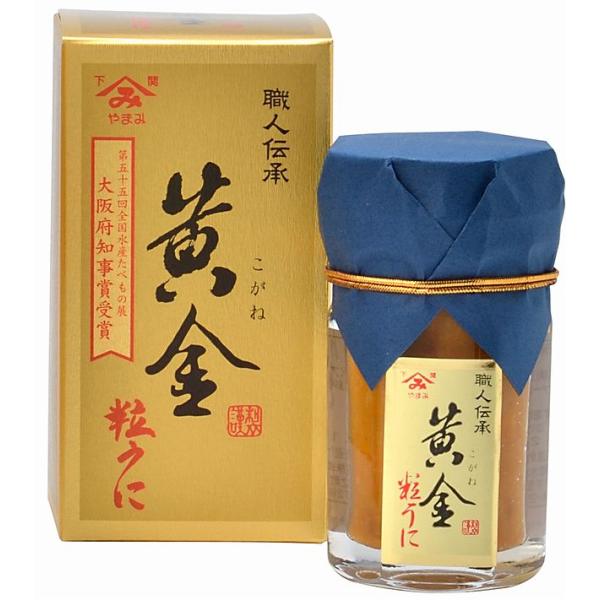 名称 粒うに　内容量 職人伝承　黄金粒うに　中1入（40ｇ）賞味期間 12ヶ月原材料 塩うに、エチルアルコール／調味料（アミノ酸等）、安定剤（グァー）、甘味料（甘草）保存方法 高温多湿を避け 常温で保存, 開栓後要冷蔵製造者 下関水陸物産株...