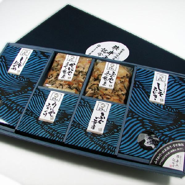 人気商品勢ぞろい！【内容】しそわかめ80g、しそひじき60g、ゆず入り辛子明太子茶漬6.5gx4袋、ふぐ茶漬6gx3袋、ふぐめし（まぜご飯の素）2人前、かにめし（まぜご飯の素）2人前