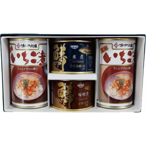 八戸名物いちご煮とさば缶を揃えた、手軽で満足感のある海鮮セット。いちご煮缶415ｇ×2さば水煮缶津軽海峡塩200ｇ×1さば味噌煮缶津軽味噌200ｇ×1