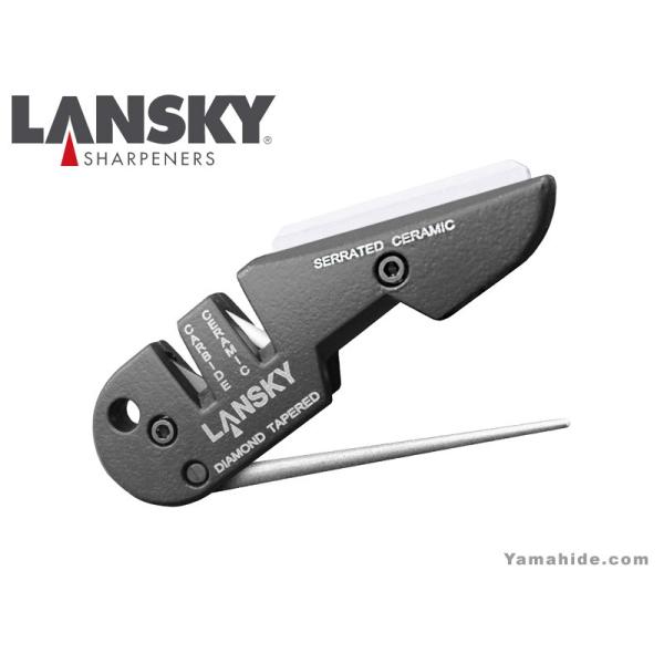 ランスキー、ブレードメディックは携帯に便利な簡易シャープナー。小さな本体には中砥のタングステンカーバイト（黒色）、仕上砥のセラミック（白）のV字の簡易シャープナーと、波刃用のセラミックシャープナー、調整用の円錐棒状ダイヤモンドシャープナーが...