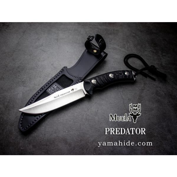 ムエラのタクティカルラインを代表するモデル「PREDATOR 14W」。フルタング構造にCNC加工のブラックマイカルタを組み合わせ、抜群の剛性とグリップ性を実現しています。刃長140mmのドロップポイントブレードはMOVA（1.4116）ス...