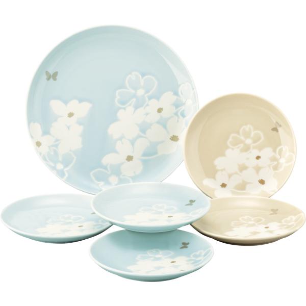 21.5cmプレートX1,14cmプレートX5（2柄）箱寸;27.5X27X7.5cm 1.9kg 日本製 山加商店 落ち着いた 花柄 贈り物 ギフト好適
