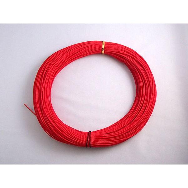 カツオコードナイロン八つ組編　赤　100ｍ・40号（糸径：約1.40mm）●引き釣り、曳き釣り、引縄漁、曳縄漁用の道糸●ナイロン糸の編組糸主な対象魚：カツオ、キメジ、ビンチョウ、サワラ、ハマチ、ワラサ、アジ、イサキ、イカ、タコなど