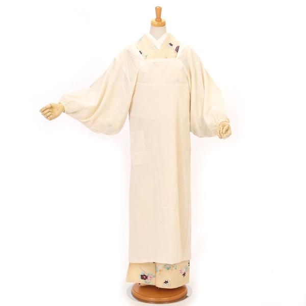 オリジナル　ロング割烹着  【きもの山喜】オリジナルで制作したロング割烹着です。オリジナルですので、他にはない商品です。日本国内で縫製しました。生地は、綿100％の生地になります。薄手の生地でしので夏用としても着用出来ます。無地のシンプルデ...