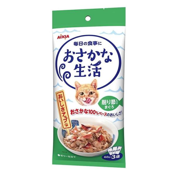 ●ベース素材はまじりっけなしのおさかな100%●おさかなのおいしさをとじこめたゼリー仕立てで、腸内の善玉菌を増やすオリゴ糖を配合●3袋入り