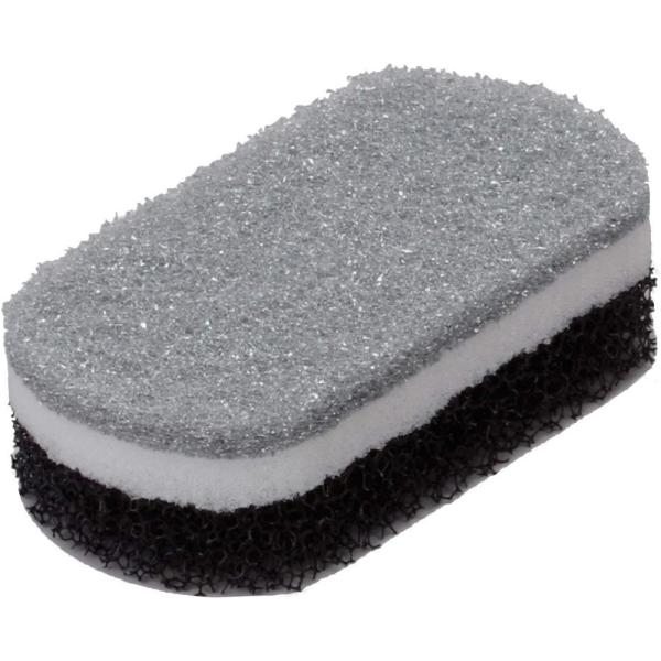 ●使い勝手の良いラウンド型スポンジ●種類の違うスポンジを貼り合わせた三層構造