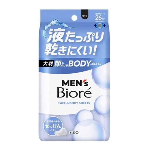 ●大きくて液たっぷり！顔もふけるボディシート●液たっぷり乾きにくい●大判！顔も体もこれ1枚！顔もふけるボディシート●全身のベタつき・ニオイの元となる汗や皮脂をすっきり落とす●厚手のメッシュシートでしっかりふきとれ、肌にやさしいふき心地●メン...