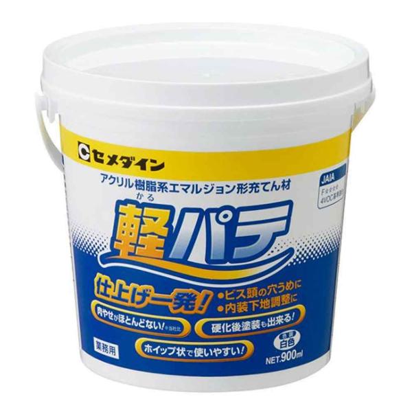 ●ひび割れや肉やせがほとんどない(当社比)●水性・油性塗料の塗装が可能●ホイップ状で使いやすい、比重の小さい軽量パテ●水性なので安心