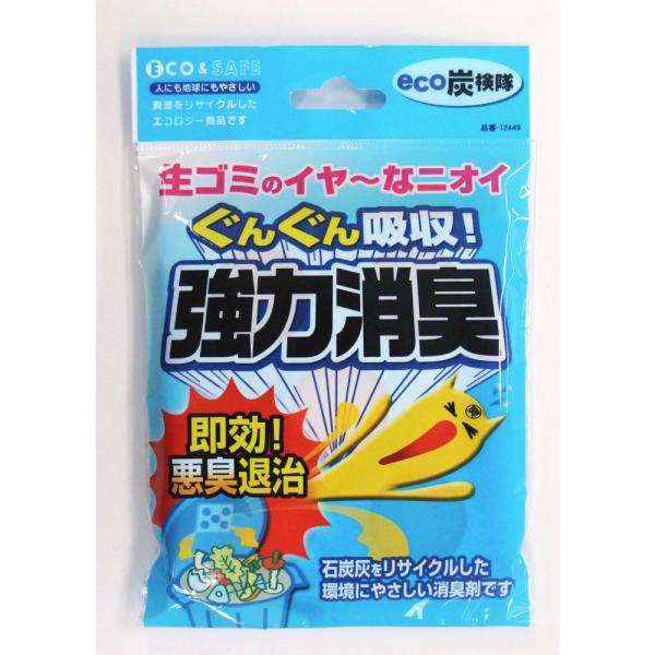 ●生ゴミの臭いを炭の力で即効・強力消臭！●石炭灰を再利用した生ゴミ用消臭剤です●ゴミペールのフタの裏側に貼り付けるだけで、生ゴミの嫌な臭いを素早く消臭します●紙おむつの消臭用にも使用できます