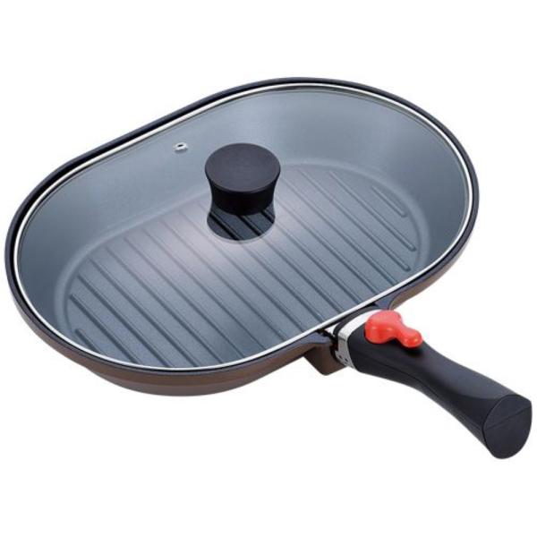 ●コンロでの焼き魚や、ステーキに便利なフライパン●香ばしさが見えるから、作る楽しさアップ●楕円形で食材が置きやすく、お魚はもちろんお肉にも最適です●内面はふっ素樹脂加工(ダイヤモンドコート)で汚れが落ちやすく、お手入れ簡単●横にワイドな楕円...