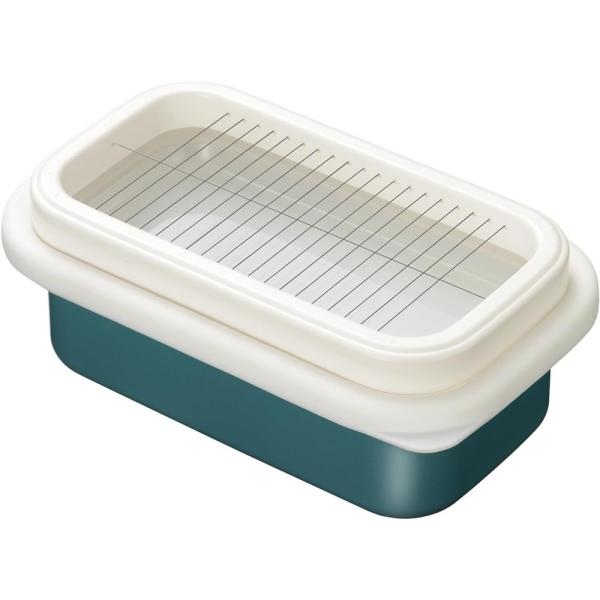 ●食卓を彩るホーローのバターケース●押し込むだけでカット●匂い移りが少ないホーロー●お菓子作りにも便利●200gのバターをそのままカットできる