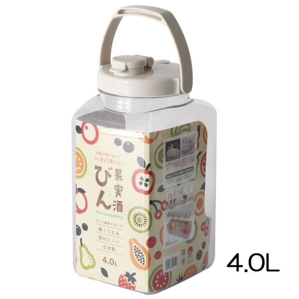 ●軽くて丈夫なプラスチック製の果実酒びん●並べて収納しやすい角型の4.0リットルサイズ●丈夫で割れにくく、とても軽いPET樹脂製●酸に強く、においや汚れもつきにくいので、酢漬けや果実酒・酵素シロップづくりなど様々な用途で使える●ワンタッチ開...
