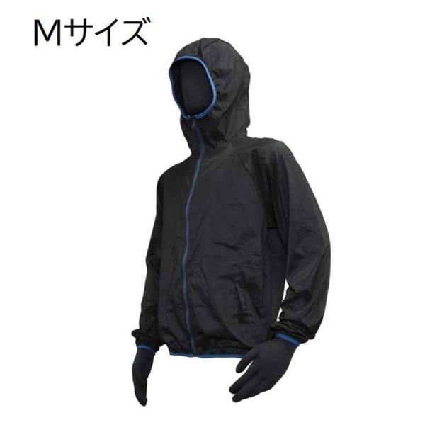 ●着脱しやすい前開きフード付きヤッケ●伸縮性のある新素材を使用しています●撥水加工により、水を弾きます●フードふちと袖、裾部分はゴム入りでフィットしやすくなっています●便利なポケット2つ、背面肩部に反射材がついています