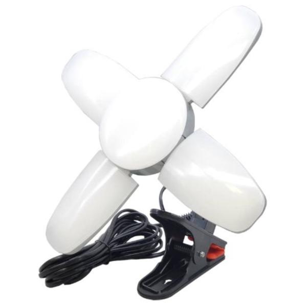 ●開閉式照射で照らす範囲を変える●明るさ5800Lm●50W省エネ＆長寿命LED電球●最大消費電力(本体):500Wまで対応●照射角最大300度●開いて全面照射　閉じて全方向照射 二重絶縁●樹脂製大型クリップ(マグネット無し)●ロッカースイ...