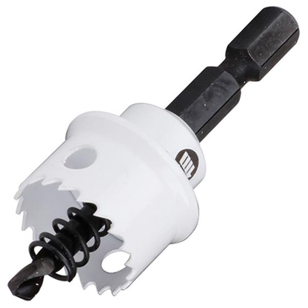 ●鋼板(1.6mm迄)、ステンレス(0.6mm迄)、塩ビ、プラスチックの穴あけ作業。●薄刃バイメタル(刃厚0.6mm)を使用しています。●切削抵抗を抑え、充電ドリル、インパクトドリルでの穴あけに最適です。