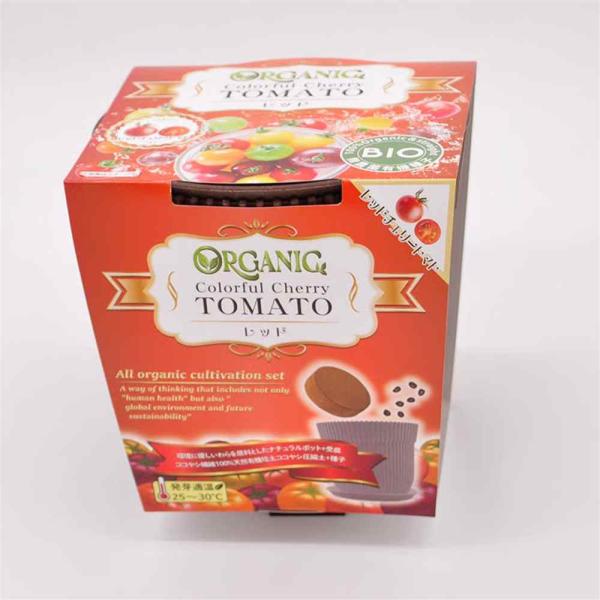 ●有機栽培セット●環境にやさしい「わら」が原料のポットと受皿●酸味と甘みのバランスが良く、作りやすい小粒のミニトマトです