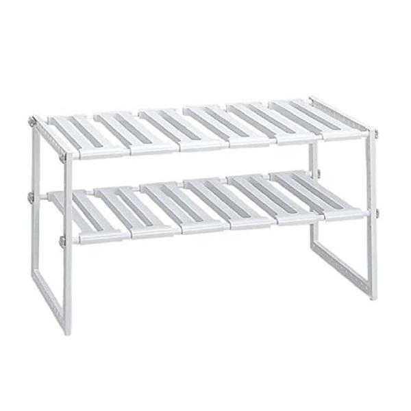 ●棚板が取り外しが可能になっているので、シンク下の排水トラップを避けて棚が作れます●シンク下のサイズに合わせて幅50〜75cmの間で伸縮することができ、棚の高さも3cm間隔でスペースに合わせて調節できます●シンプルで使いやすく、メネジで固定...