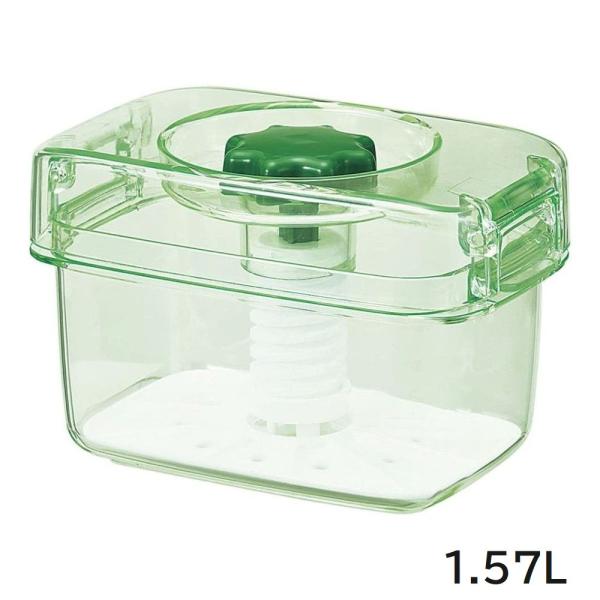 ●手軽に漬けられる即席つけもの器●重石がいらない●つまみをくるくる回して漬けるだけ●押しをかけてもつまみが上がらない●ワンタッチフック●きゅうりが丸ごと漬けられる●白菜約1/2株が漬けられる●大型サイズ●食品衛生法適合