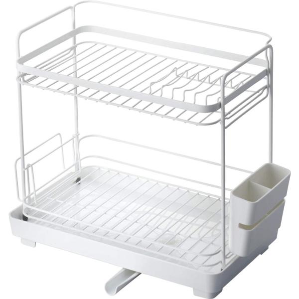 ●システムキッチンにぴったりの2段水切りカゴ●縦置き・横置きOK●場所を取らないスリム設計●防サビ加工付き●止水栓付き
