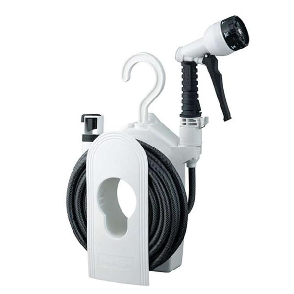 ●狭い場所での散水や、ベランダでの水やりに便利なハンガータイプのコンパクトリール●さらっとした表面で、ホース同士のくっつきを軽減する「すべホース」を採用しています●ラティスや壁にかけられます●散水ノズルは用途に合わせて使える7水形●取付けら...