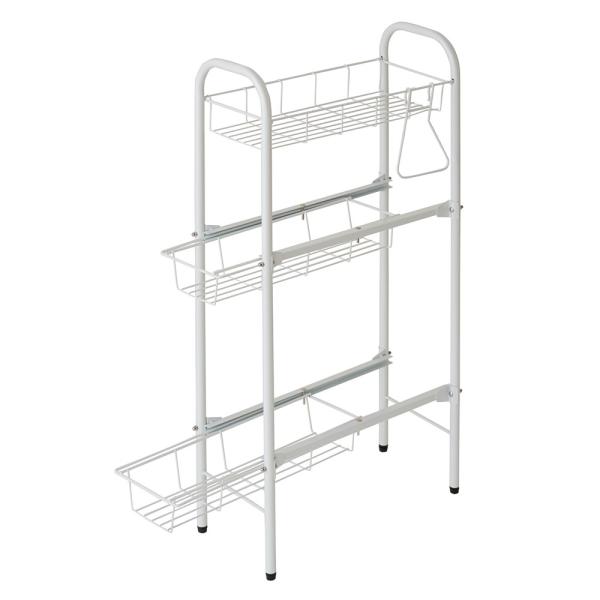 ●コンパクトでありながらサニタリースペースのグッズがたっぷり収納できる●洗濯防水パンをまたいで設置可能(アジャスター付きで2cmの段差まで設置可能です)