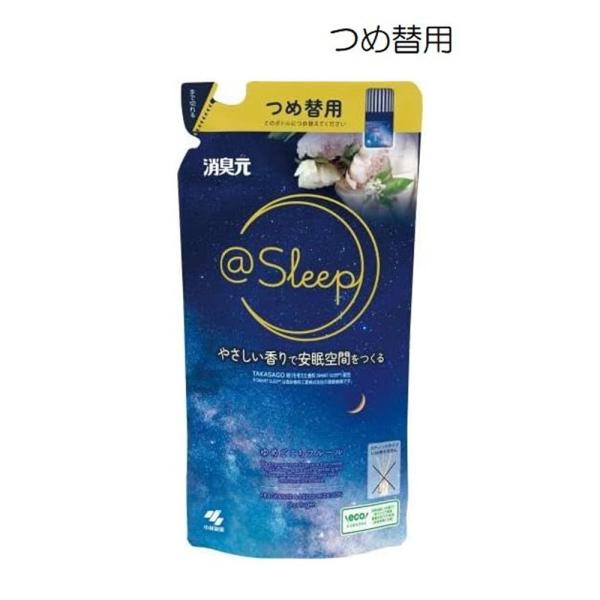 ●消臭元 ＠Sleep(アットスリープ) ゆめごこちフルールのつめ替用です●やさしい香りで安眠空間をつくる●眠りを考えた香料配合●ローズやミュゲなどの華やかなフローラルブーケに、やさしく包み込むようなムスクやアンバーが調和した心地よくやわら...