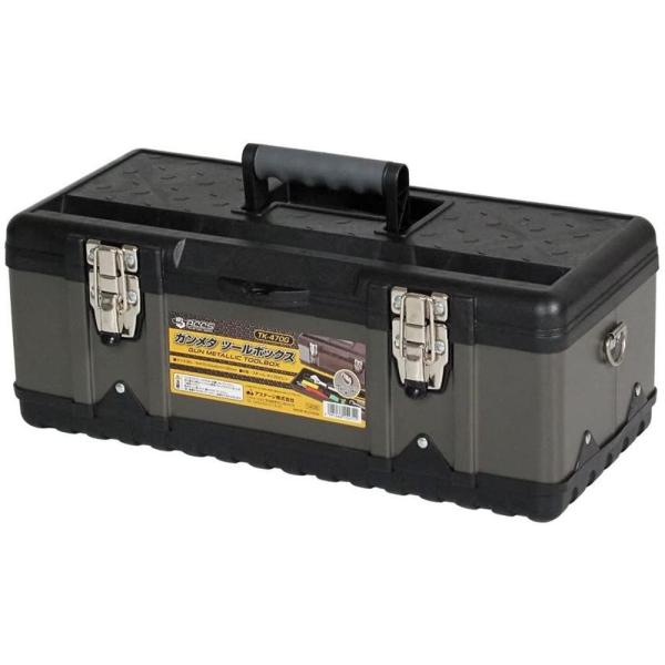 ●ガンメタ塗装を施した高級感と耐久性を兼ね備えた工具箱●内部には取り出し可能な内トレー付き●正面には南京錠を取り付けられる鍵穴付き●握りやすく、疲れにくい滑り止めグリップ付きの大型ハンドル●市販のショルダーベルトが取り付け可能なD環付き