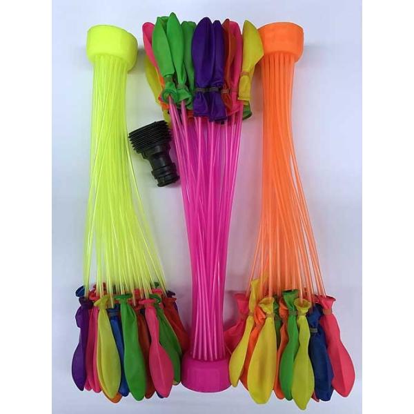 ● １袋/３束入● １束/風船３６個● プラステックジョイント付● 対象年齢：１２歳以上 ● ご使用前に袋の記載注意事項を必ずお読み下さい。  ● 一気に沢山の水風船が作れます。