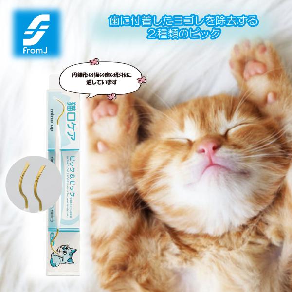 くこするだけで、歯に付着したヨゴレを除去する、２種類のピックを持つ歯の清掃具です。 ピックは、円錐形の猫の歯の形状に適しています。日本製◇ 使用方法 ◇歯ぐき側から歯の先の方に向かって軽くかきこするようにして使用します。 細かい部分は、ピッ...