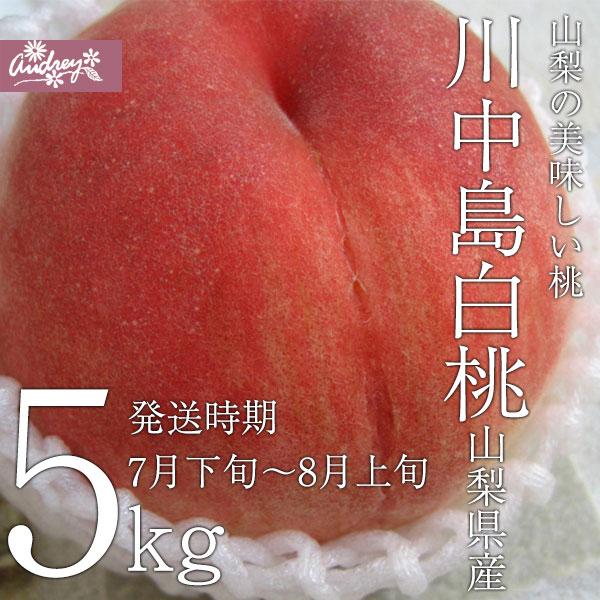 産地直送山梨の美味しい桃品名：川中島白桃個数：5kg（13-18個）発送時期：7月下旬-8月上旬　常温発送果肉は白く肉質は固くひきしまっています。糖度が高く歯ごたえがあるので甘くて固めの桃が好きな人におすすめです。尚、桃の硬さは嗜好や感じ方...