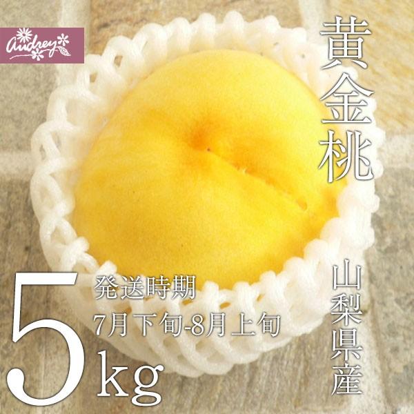 産地直送山梨の美味しい桃品名：黄金桃個数：5kg（15-20個）発送時期：7月下旬-8月上旬　常温発送果皮、果肉とも黄色いのが特徴です。とてもジューシーで甘みも強くほどよい酸味があります。ヘタ周りにも柔らかさを感じるようになり、桃全体から甘...