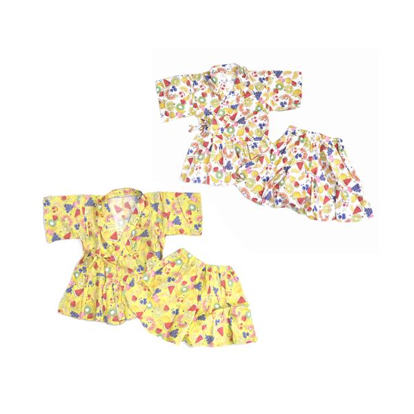 アウトレット　在庫一掃ＳＡＬＥ！丸高衣料【 kids forret キッズフォーレ 】女の子　子供　甚平いちご　ぶどう　レモン　スイカ　さくらんぼ・・フルーツ デザイン　こども　じんべいキッズ　サイズ　B33833-------------...