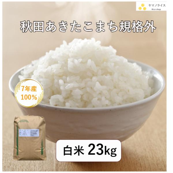 送料無料でお届け致します！！ （※北海道・・３００円、中国、四国・・２００円、九州・・４００円、沖縄・・５００円かかります。)等級検査を受けた７年産秋田県産あきたこまち規格外米です。白米23ｋｇを米袋にてお届けいたします。やや粒が小さいです...