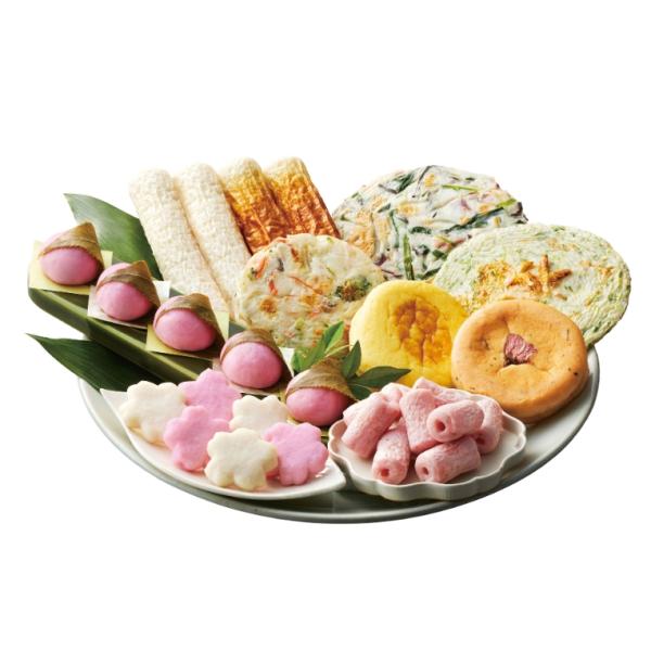 ＜商品内容＞・特選ちくわ　2本・白ちくわ　2本・桜豆ちくわ　1袋・桜香巻　1パック・春やさい満点　1枚・ふわふわ桜たまご　1枚・ねりチヂミ(いか)　1枚・ねりチヂミ(桜海老)　1枚・花半月　1パック　※2月→梅、3月→桜・しっとりチーズたま...