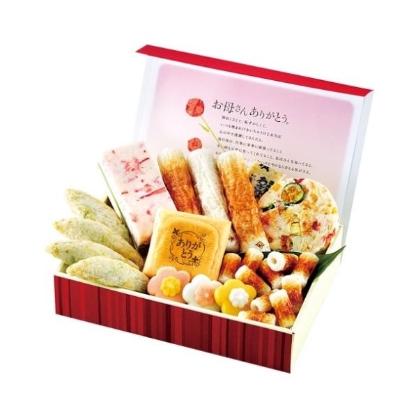 ＜商品内容＞・特選ちくわ　1本・帆立ちくわ　1本・白ちくわ　1本・豆ちくわ　1袋 ・かにづくし　1枚・夏やさい満点　1枚・山芋かき揚　1袋・花新上（3色）1セット・お弁当たまご「ありがとう」　1枚・わさび漬　1袋〇賞味期限：お届け日から冷蔵...