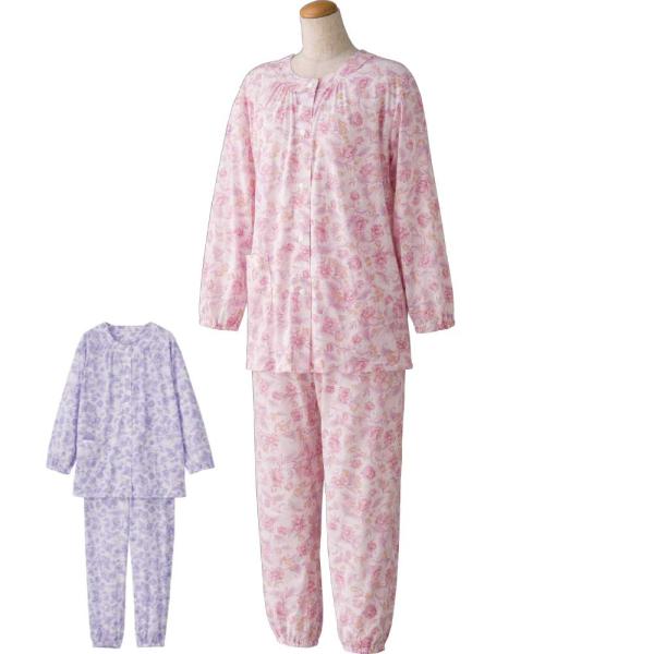 ホック天竺パジャマ 3L 4L 大きいサイズ 大寸 大きめ 春夏 涼しい レディース 婦人 用 ホック  介護用 おしゃれ かわいい 入院用 母の日 敬老の日 誕生日 クリスマス プレゼント 入所 入院 シニア