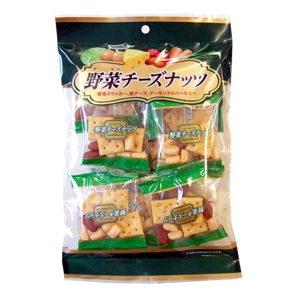 野菜クラッカー、焼チーズ、アーモンドをミックスして個包装にしました。あとを引く美味しさがあります！