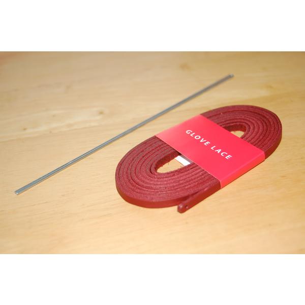 エスエスケイグラブ修理ひも軟式野球、ゴムソフトボール用レディシュブラウン（エンジのような色です）天然皮革（牛革）長さ180ｃｍニードル付きです