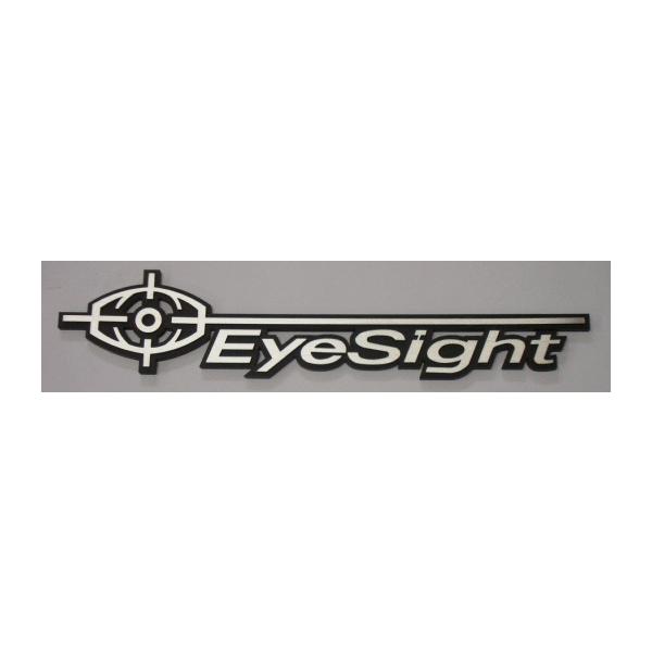 レガシーエンブレム　【Eyesight】当社のエンブレムはヘアーライン仕上げ１ｍｍ厚＋アクリル黒色２ｍｍ厚の貼り合わせになります。リアエンブレムとしてご注文いただいています。是非、当店のオリジナルカーエンブレムをご検討ください。