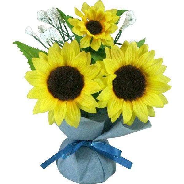 商品名ミニミニポットひまわり・24個セットサイズH15×W14×D12cm、花径47cm素　材ポリエステル、スチロール、不織布説　明・置くだけで簡単に演出!・小さくても存在感大!・置くだけの簡単装飾!・シンプルなのに可愛い!