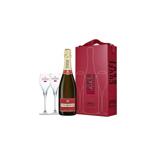 原産国：フランス、内容量750ml、アルコール度数：12.0%、保存方法：常温商品番号:3018333001639Piper Heidsieck Cuvee Brut wiith 2 Flutes　フルーティで豊かなフィネスを感じるシャンパ...