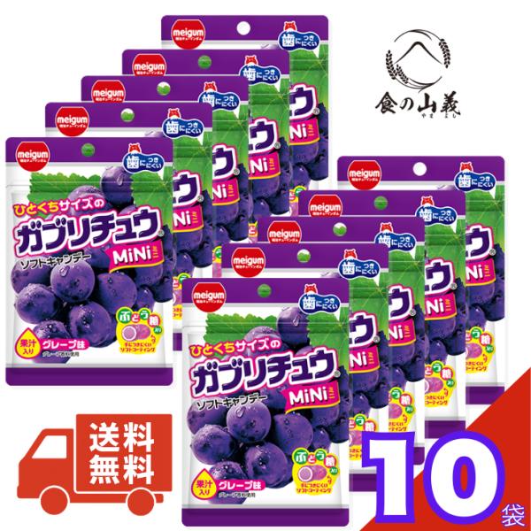 商品名：ガブリチュウMini内容量：商品パッケージに記載セット内容：10袋セット保存方法：直射日光・高温多湿を避けて保存してください賞味期限：商品パッケージに記載販売者：明治チューイングガム株式会社注意事項：開封後はお早めにお召し上がりください。