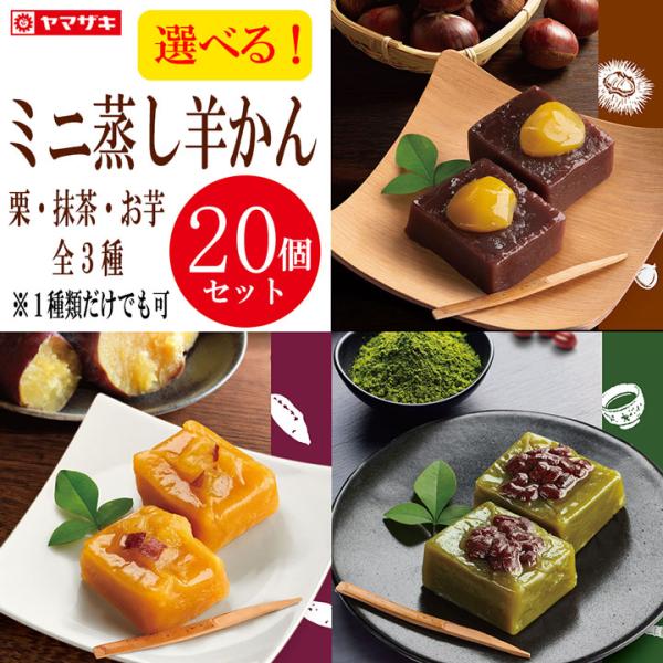 送料無料／本州・四国ミニ蒸し羊かん２０個セット■内容量：      ・ミニ栗蒸し羊かん(個包装)×１０個      ・お芋の蒸し羊かん(個包装)×１０個      ・抹茶の蒸し羊かん(個包装)×１０個※上記から選択してください。■賞味期限：...
